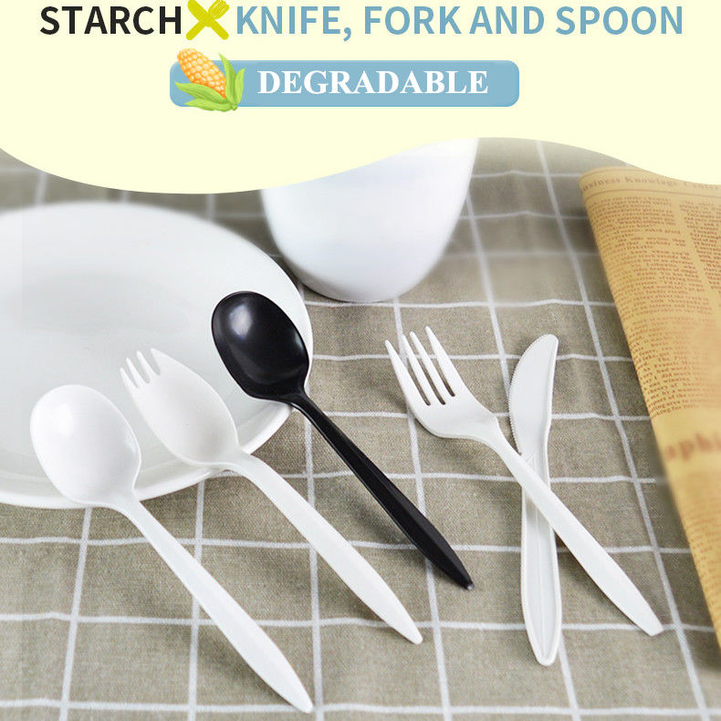 White Black 4.5g Disposable Plastic Cutlery Biodegradable Plastic Utensils